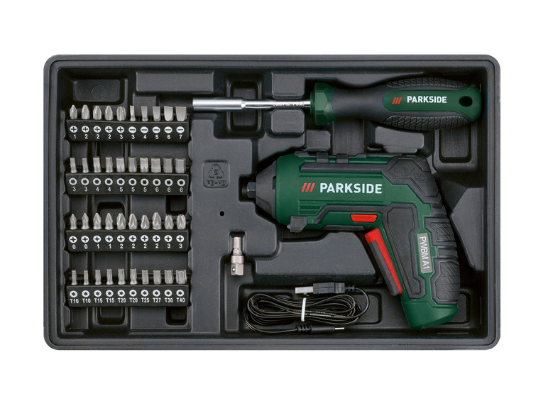 PARKSIDE® Boîte à outils métal 4V et Set de tournevis