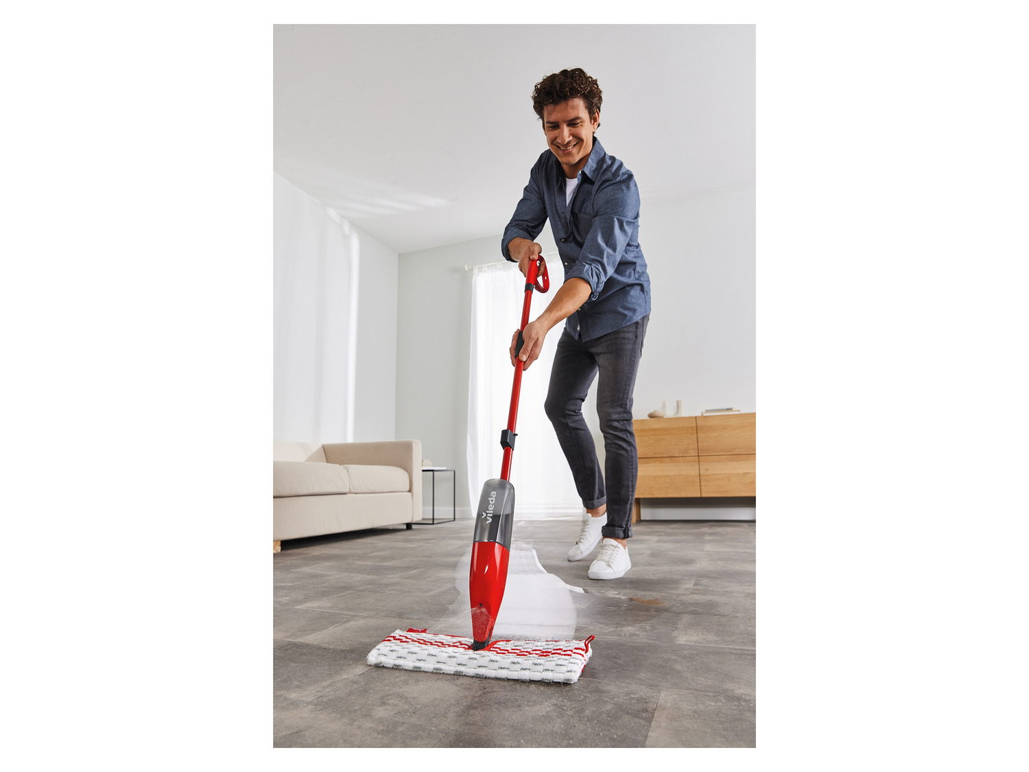 Vileda Balai lave sol Spray & Clean, avec vaporisateur